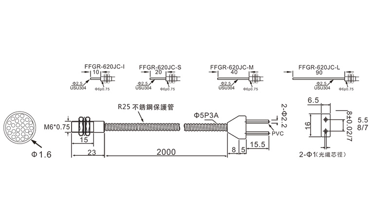 FFGR-620JC 8MM-玻璃光纤-F&C嘉准传感科技